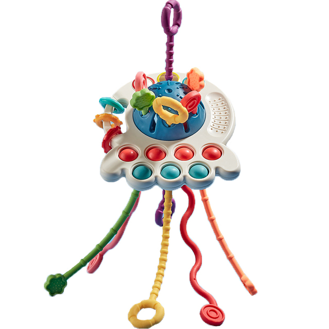 Montessori Pull String Sensory Toys Baby Rattle Teether 1 2 3 Years ...