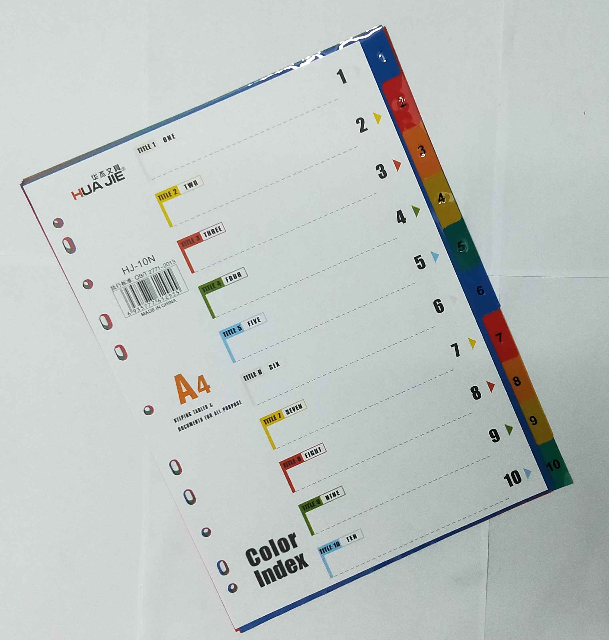 Office file Separators 10 Plastic Dividers 6 different colors Size: 22. ...