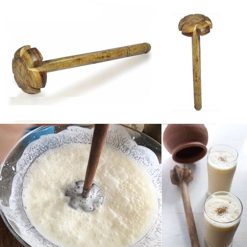 Handmade Natural Wood Madani, Blender Kitchen Tool Hand Mixer For Lassi ...