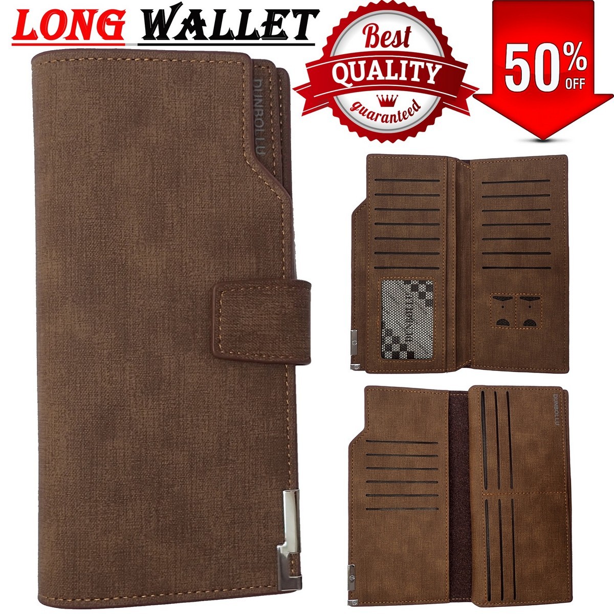 Genuine Long Wallet For Men - Mobile Wallet - PU Leather Wallet - Space ...