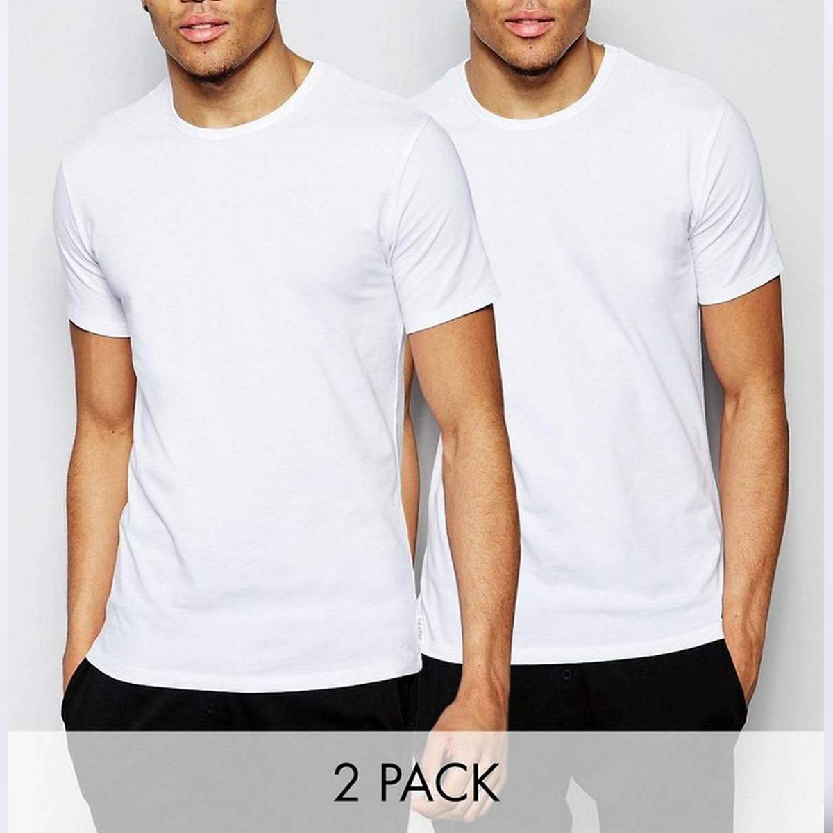 Pack Of 2 White Crew Neck Undershirt Round Neck Inner Wear T-shirt Vest ...