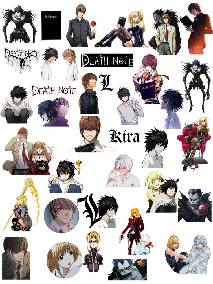 Death Note Stickers A5 uncut ,Anime Light Yagami , L Lawliet , Ryuk ...
