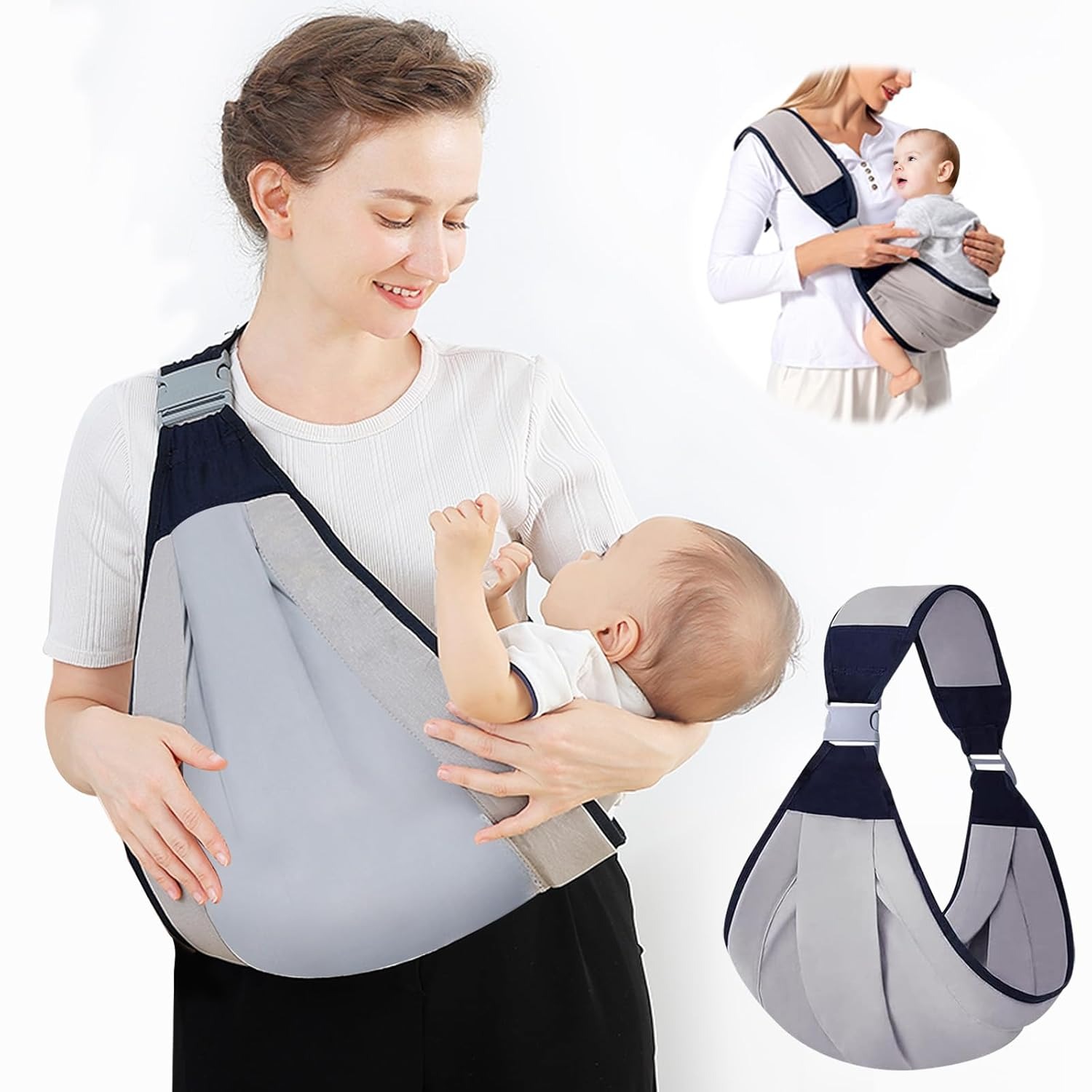 Baby Sling Carrier, Adjustable Baby Holder Carrier, Baby Half Wrapped ...