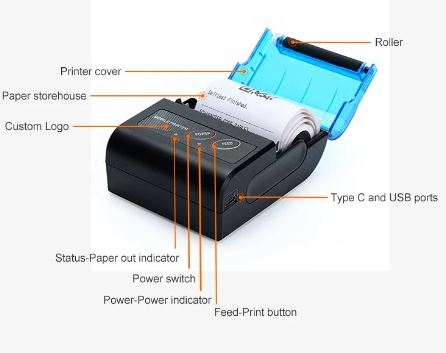 58mm portable thermal mini printer support Android IOS Wireless ...