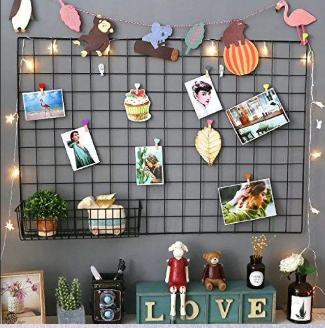 Grid Panel, Photo Wall Display, Metal Mesh Wall Decor, Multi functional ...