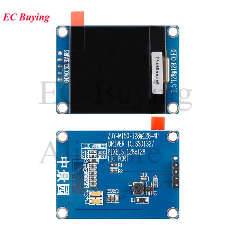 1.5 inch OLED Module 1.5" 128x128 Screen LCD LED Display Module 128*128 SSD1327 SPI/IIC I2C ...