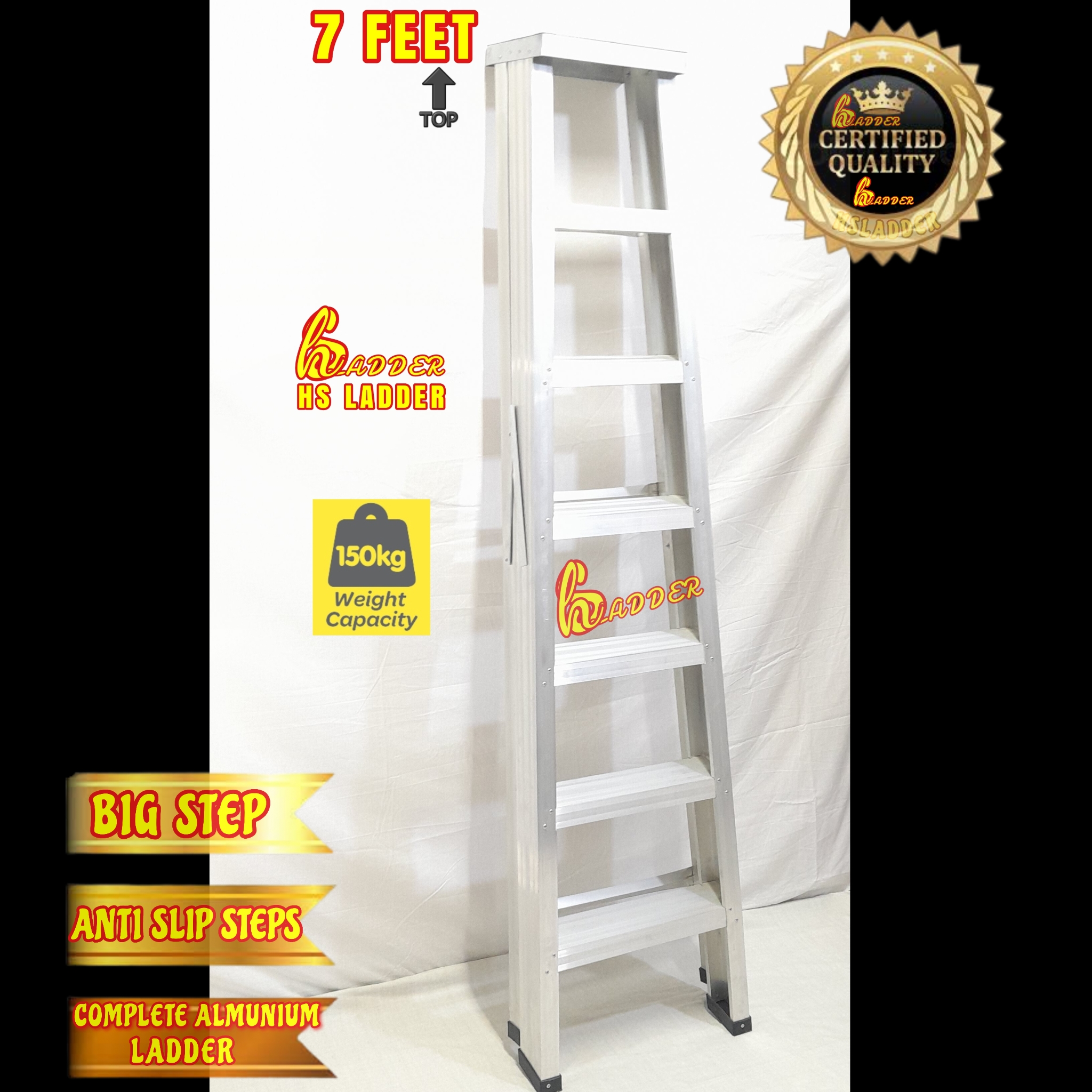 Almunium Ladder Heavy Quality 7 Feet Plate form Attach Step Ladder ...