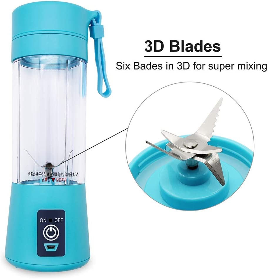 Mini Portable Usb Rechargeable Juicer Blender Mixer 6 Blades 380ml ...