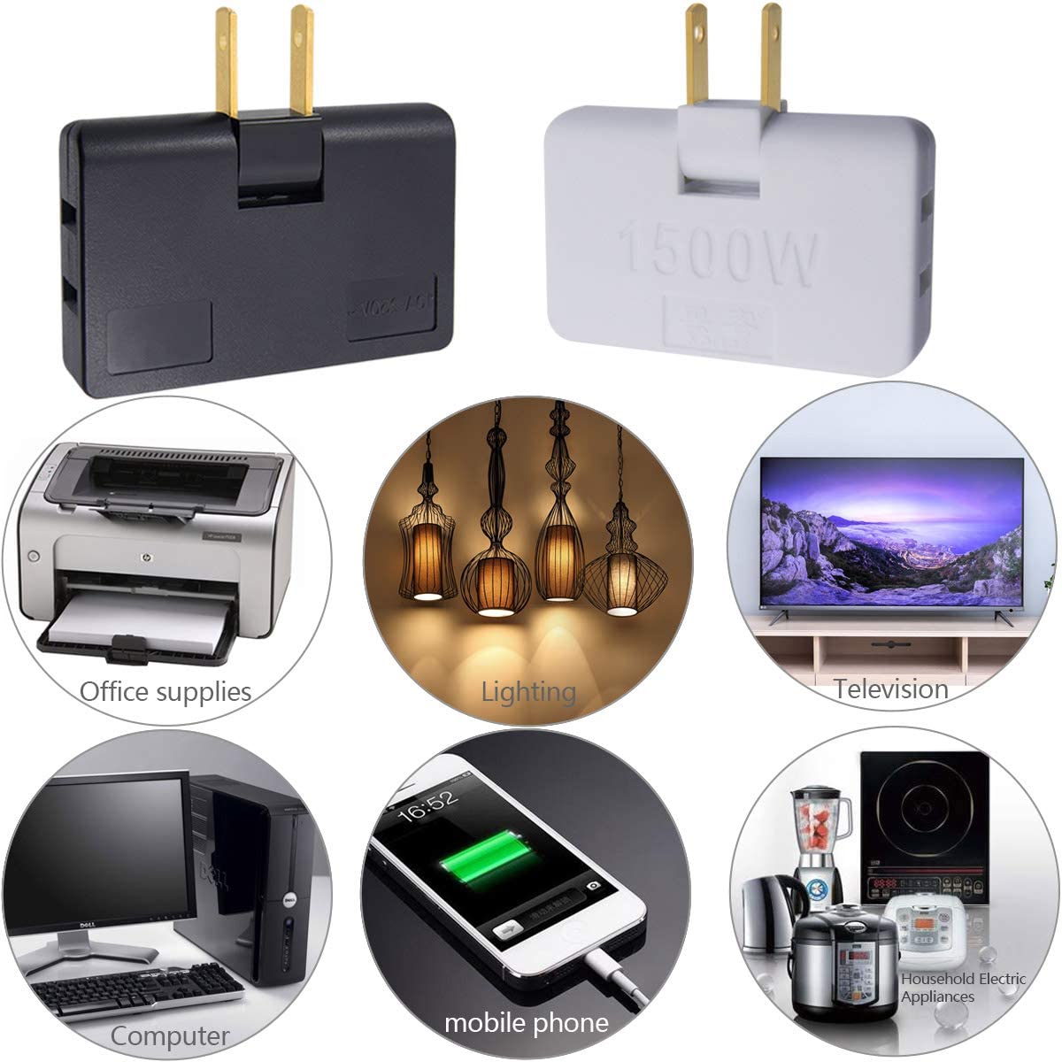 180 Degree Rotatable Socket Converter Multi Plugs 3 In 1 Wireless Power ...