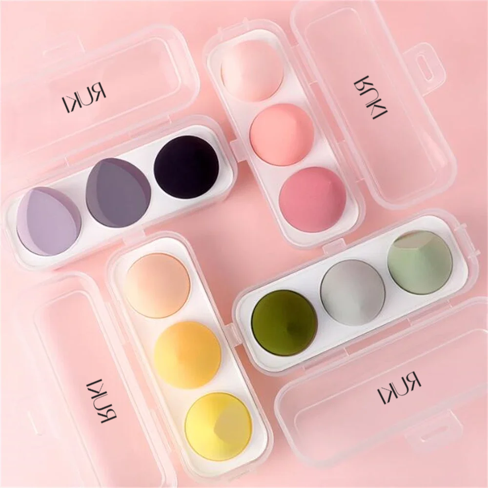 RUKI 3 in 1 Box Makeup Sponge Puff Blender Big Size Beauty Blender Puff ...