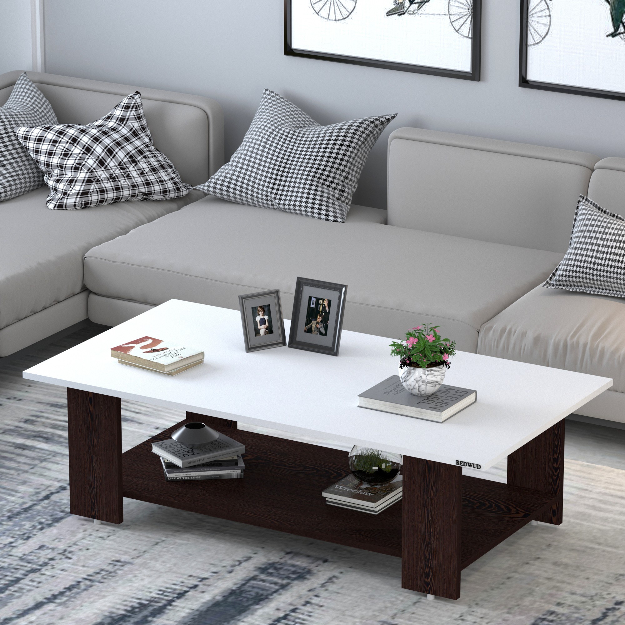 Wood Coffee Table Centre Table (Finish Color - Wenge White, DIY(Do-It ...