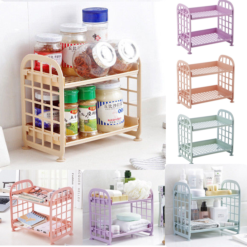 New 2-Tier Plastic Freestanding Shelving Unit Storage Organizing Shelf ...