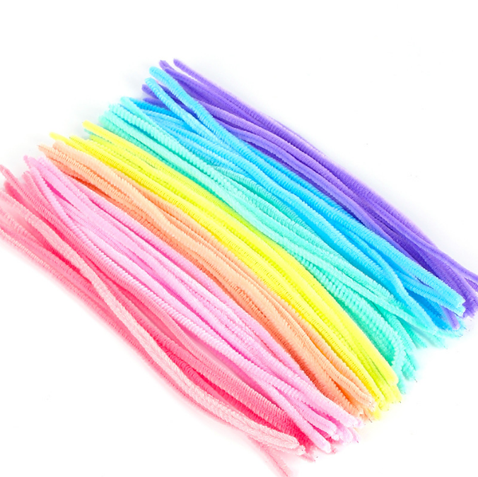 100Pcs Chenille Stems Pipe Cleaners Rods Kids Craft Toy Fuzzy Wire ...