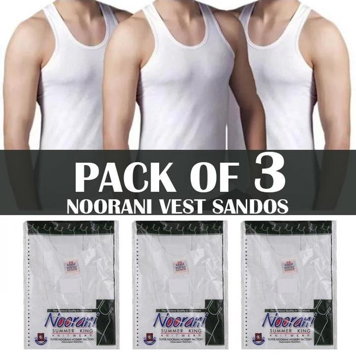 Pack of 3 Noorani Men's Sando Banyan - Original Noorani Cotton Vest ...
