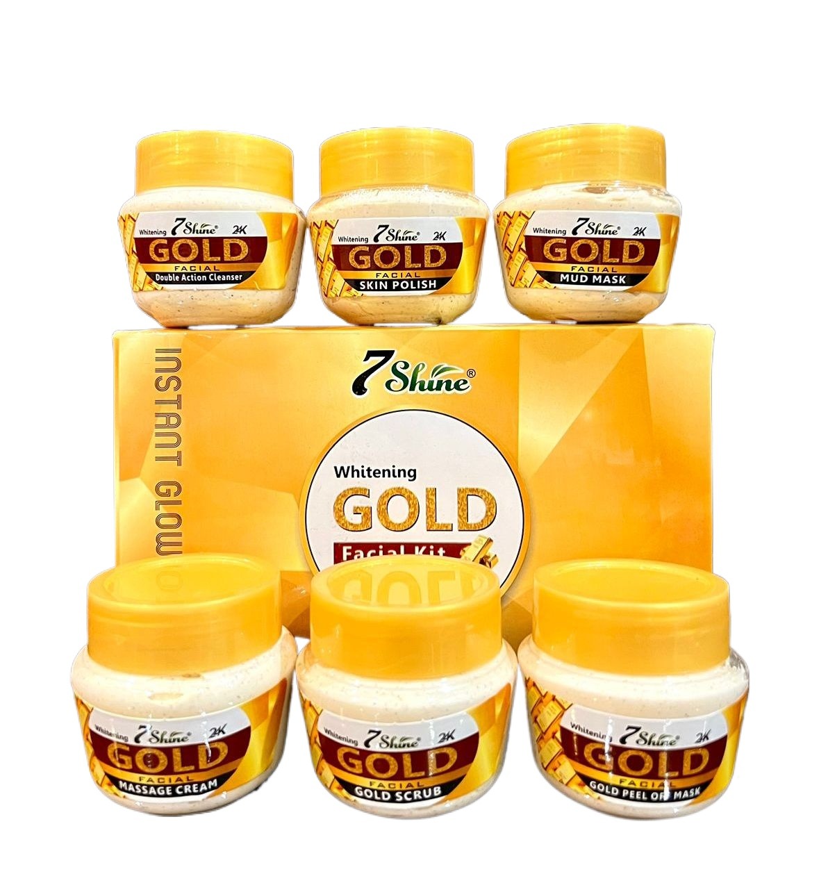 Pack of 6 | 7 Shine Gold Facial Kit | Parlour Pack | 24k Glow Gold Mini ...