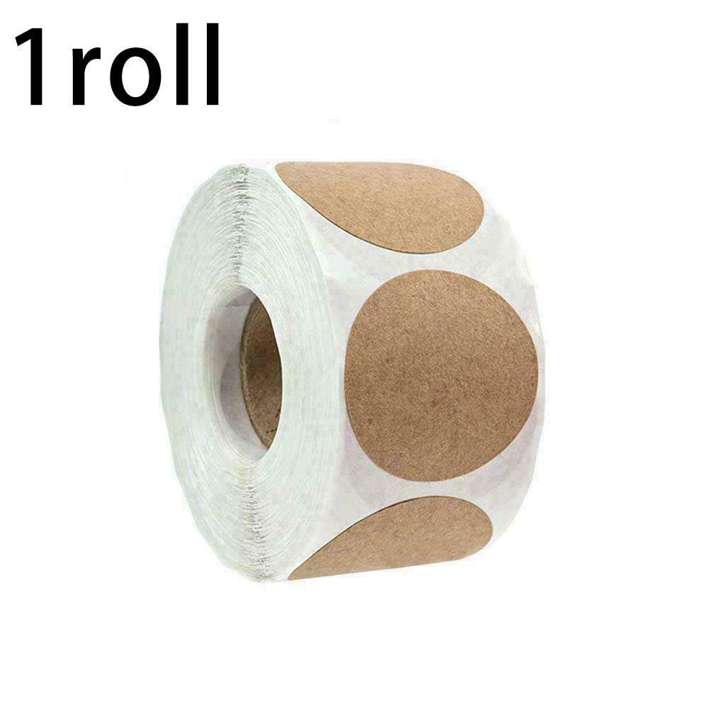 500Pcs/Roll Kraft Paper Stickers Round Packaging Sealing Labels ...