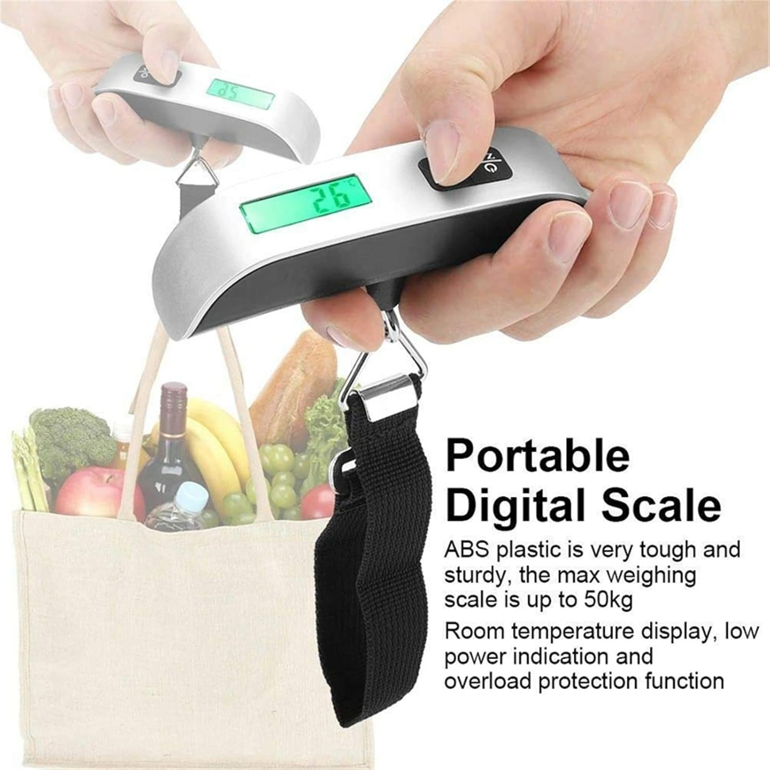 Portable Digital Luggage Scale 50kg/110lb Electronic Hanging Weighing ...