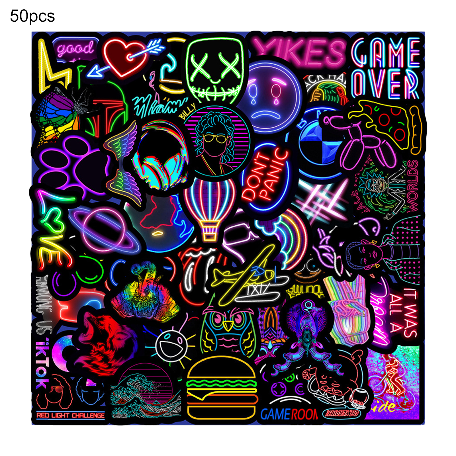 50Pcs Neon Light Sticker Waterproof Reusable DIY Car Guitar Motorcycle ...