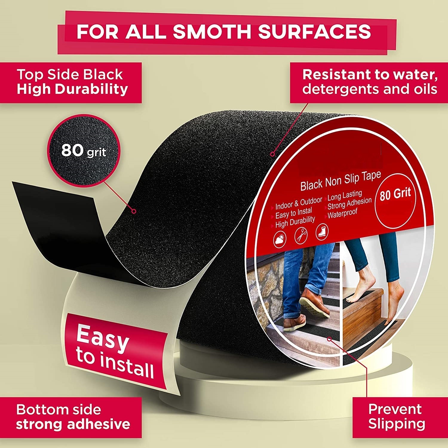 Anti Slip Tape for Stairs Outdoor/Indoor Safety Non Skid Roll for Stair ...