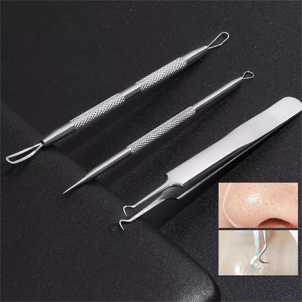 3 pieces Stainless Steel Acne Remover Blackhead remover & Whitehead ...