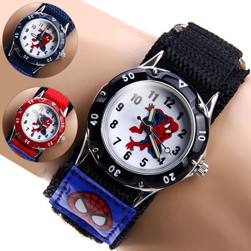 Spiderman Cartoon Watch Children Boys Kids Students Spider-man Nylon ...