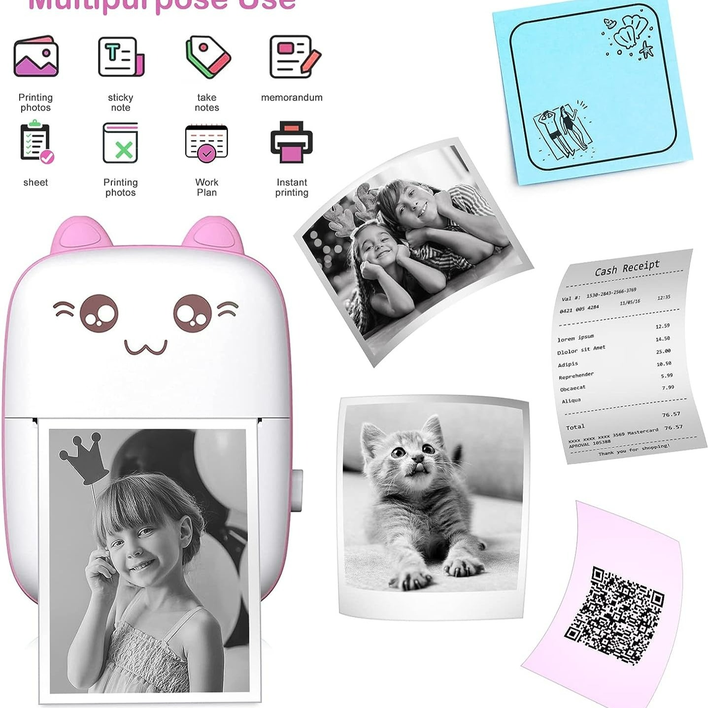 Liberty Mall Mini Printer Portable, Pocket Thermal Printer, Bluetooth ...