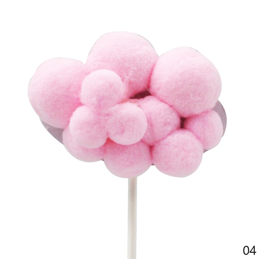 Cute Colorful Hairball Clouds Cake Topper Happy Birthday Party Decor ...