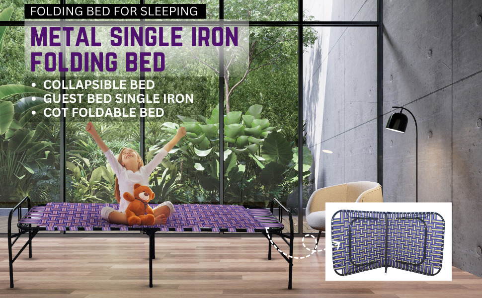 Folding Charpai, Portable Single Bed, 3X6 Feet Bed Size , Strong Iron ...