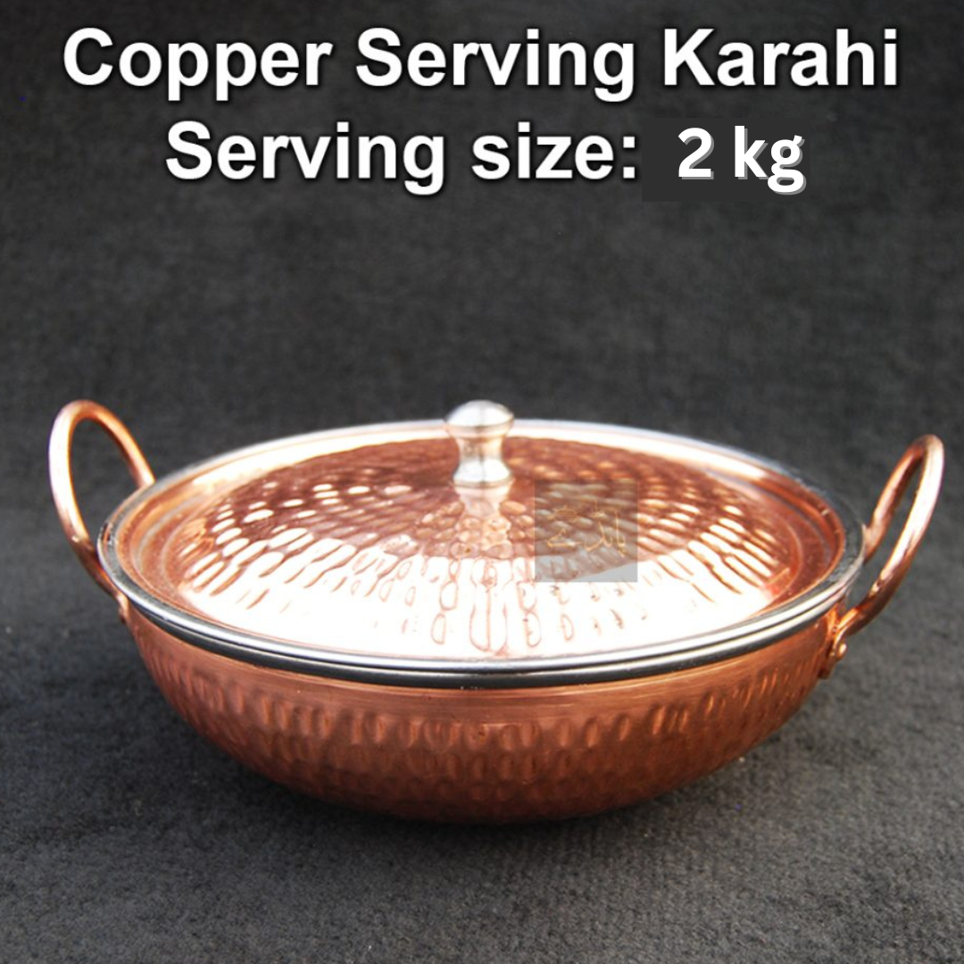 Shahi Copper Serving Karahi – Hammered Design with Lid | Pure Copper ...