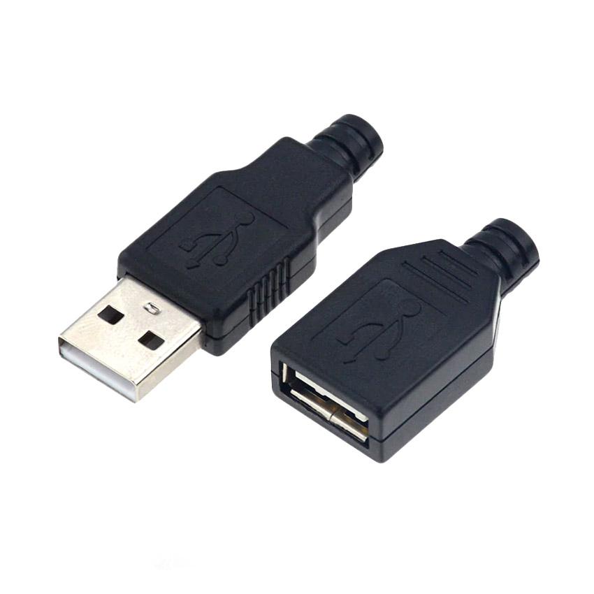 Type A Male / Female Usb 4 Pin Plug Socket Connector With Plastic Cover ...