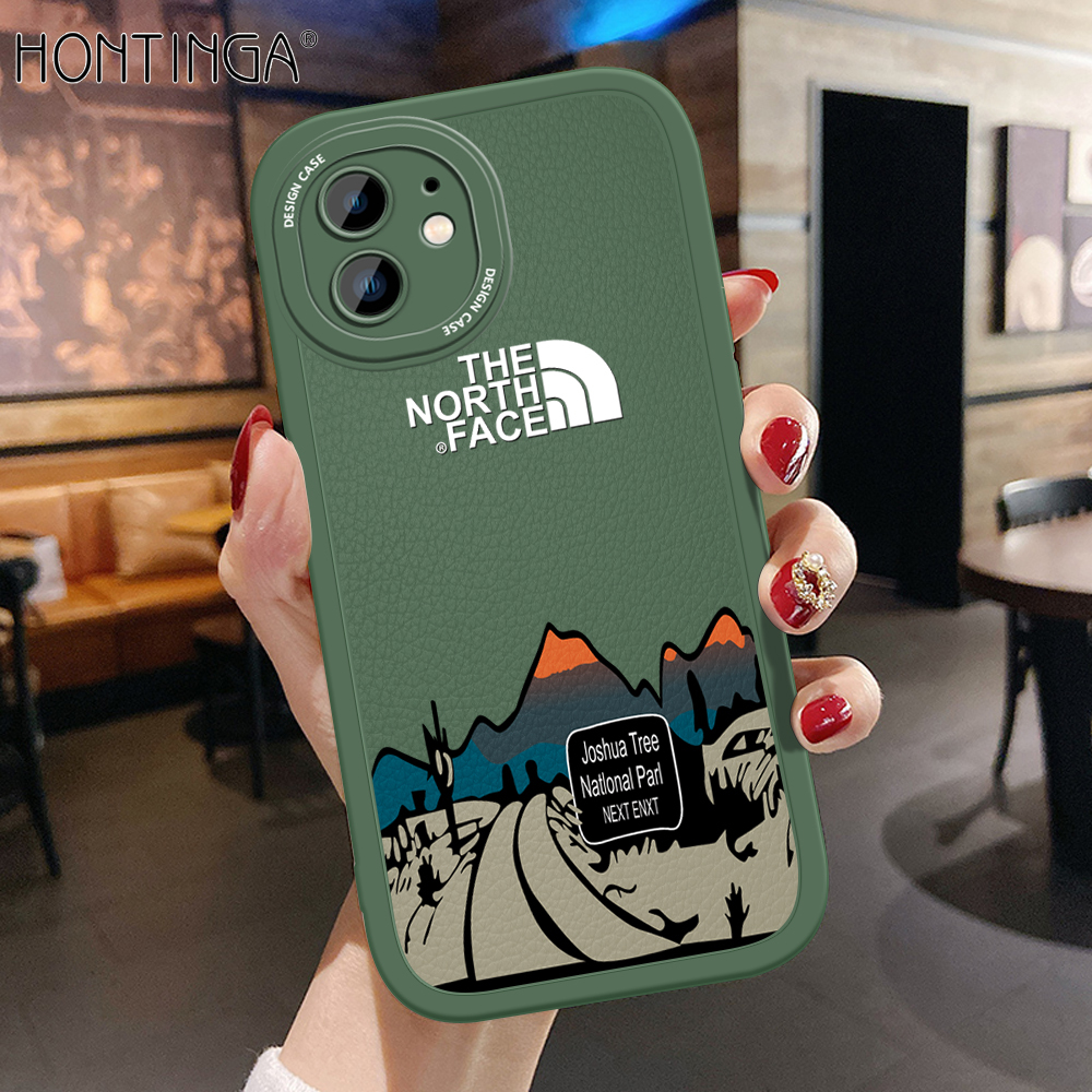 Hontinga for iPhone 12 Mini Back Cover PU Leather Simple Scenery Case ...