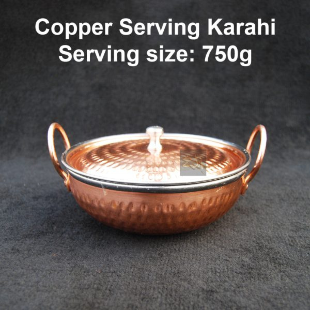 Shahi Copper Serving Karahi – Hammered Design with Lid | Pure Copper ...