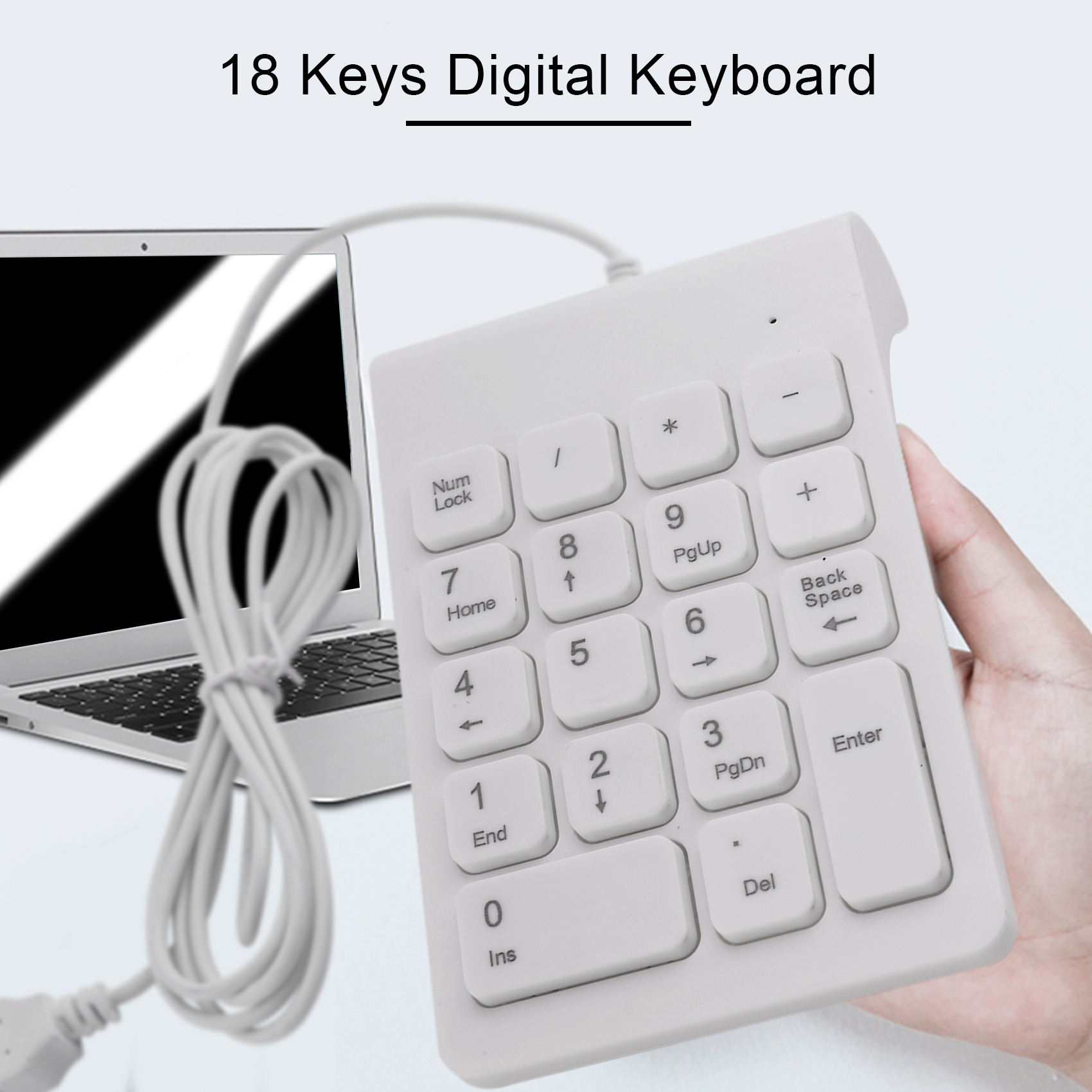 Mini USB Wired Numeric Keypad Numpad 18 Keys Digital Keyboard for ...