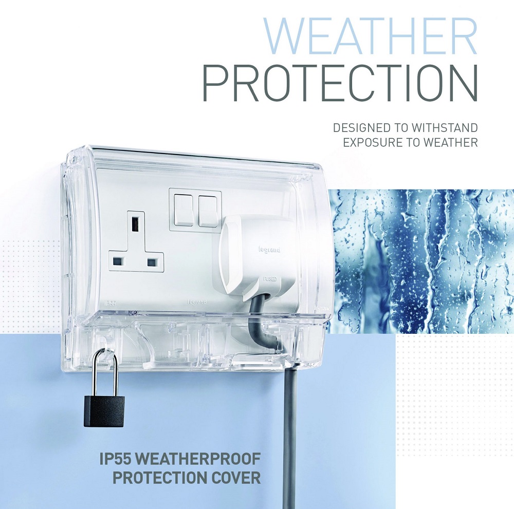 Clopal IP55 Weatherproof Socket Protection Cover Transparent with Lock ...