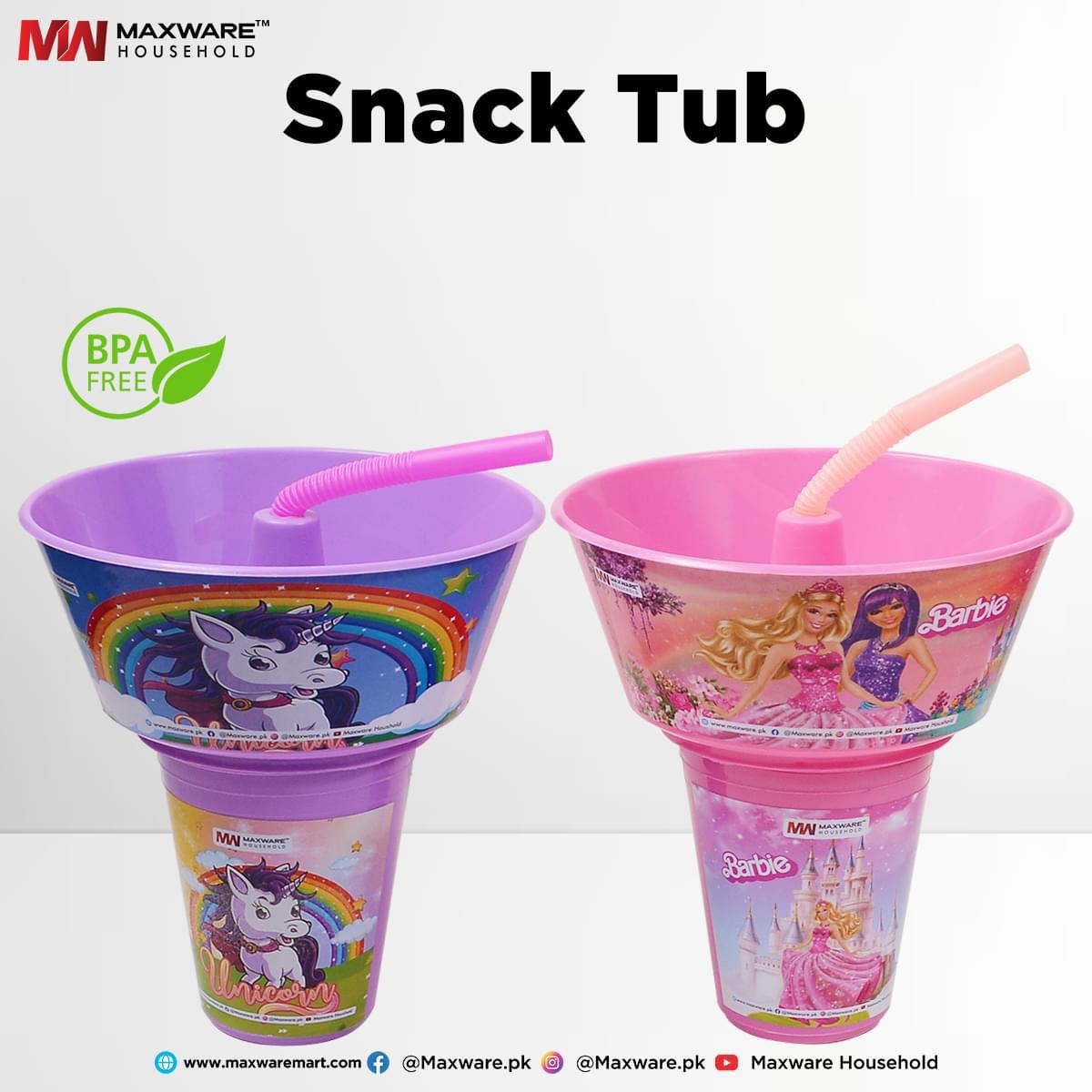 "Snack Tub Combo: Convenient Glass Bowl Attached for Snacks and Sips On ...