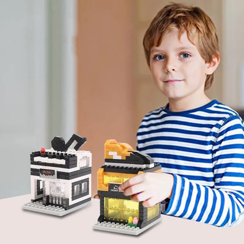 Architecture Street View Building Blocks Store Shop House Model DIY ...