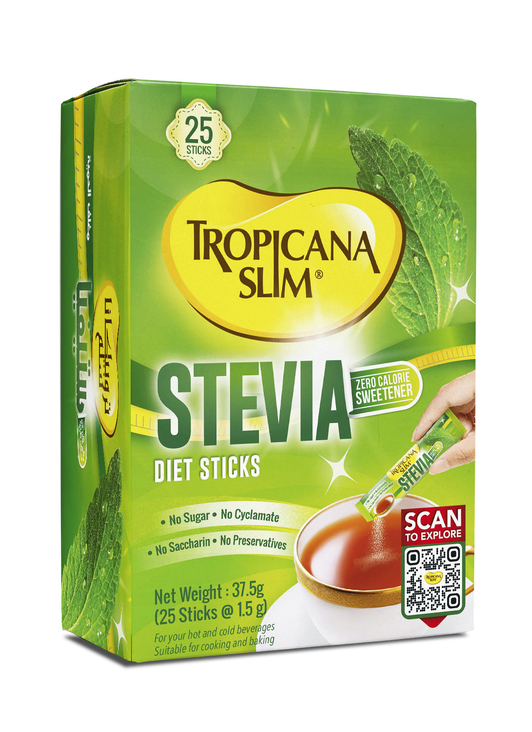 Tropicana Slim Stevia Sweetener Diet Sticks - 25 Sticks Pack | Daraz.pk