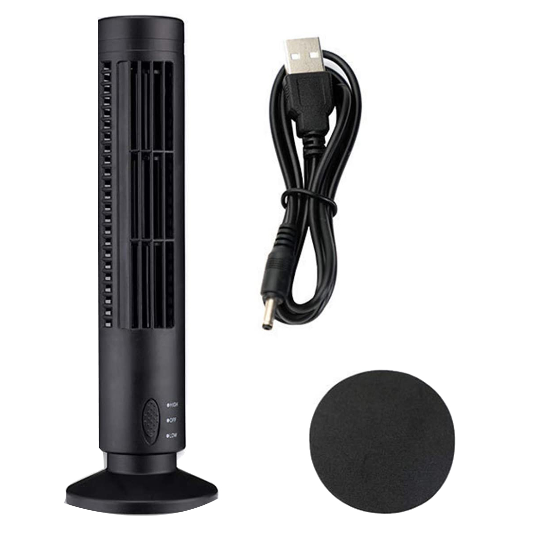 Small Tower Fan,Quiet Bladeless,2 Speed Electric Fan USB Powered Fans ...
