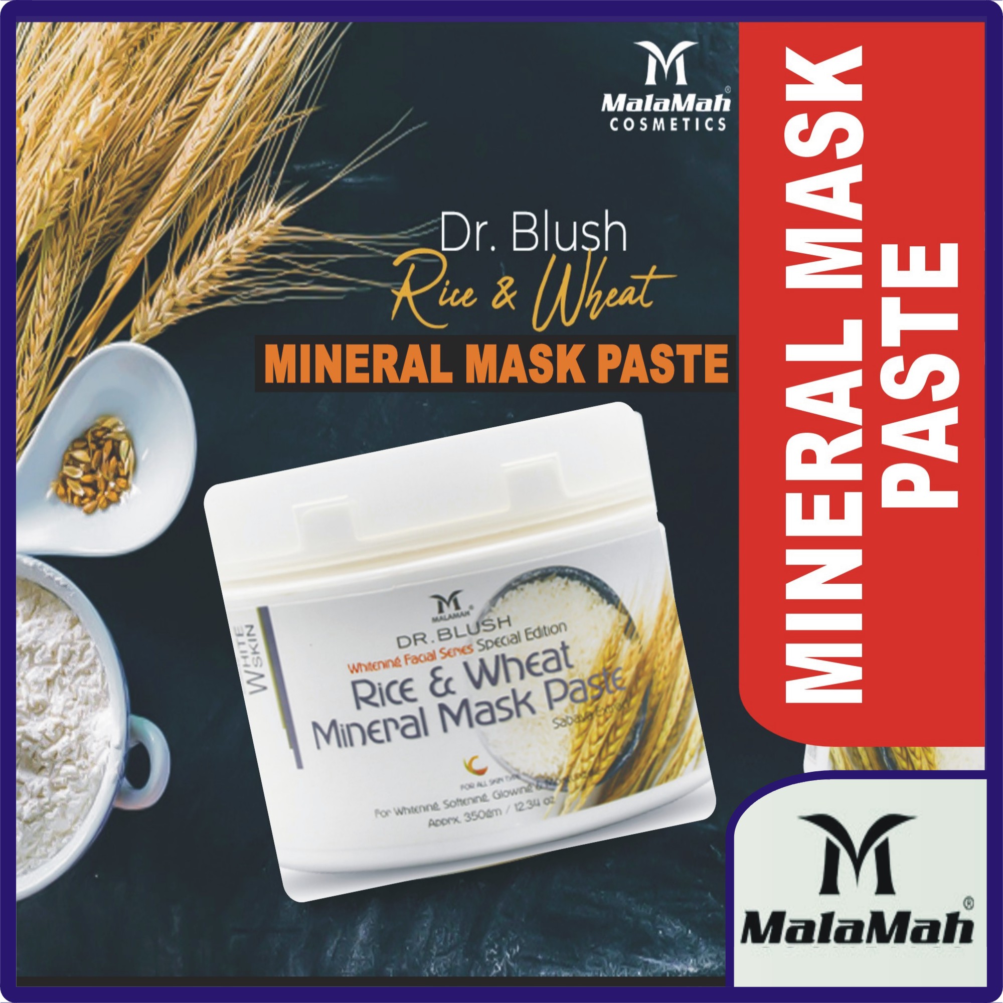MALAMAH DR BLUSH RICE AND WHEAT MINERAL MASK PASTE FOR ULTRA HD GLOW ...