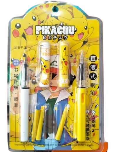 Ink Pen Pikachu Fountain Set For Boys And Girls 2 Pens & 4 ink ...