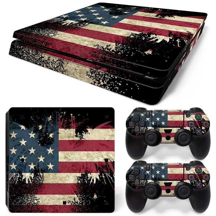 For PS4 Slim Console and 2 Controllers Skin Sticker PS4 Geometry Design ...