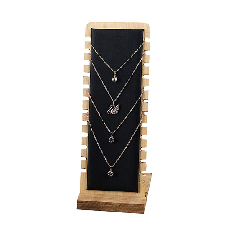 Small Size Bamboo Leather Soft Mat Multiple Necklace Display Stand ...
