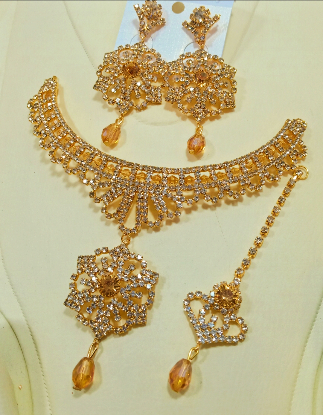 New Jewellery Collection Golden Crystal Girls Jewellery Set With ...