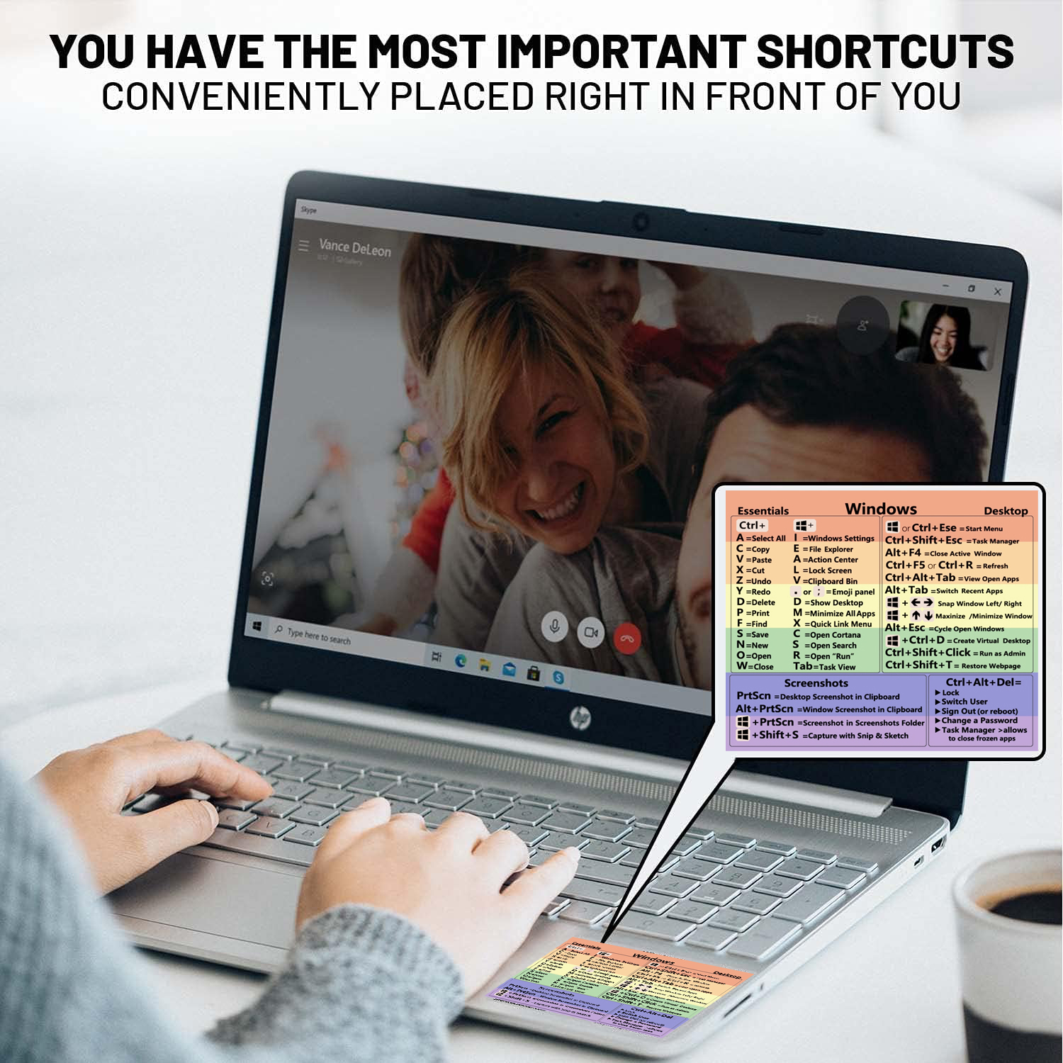 windows Shortcut Reference Keyboard Sticker Adhesive For Laptop Desktop ...