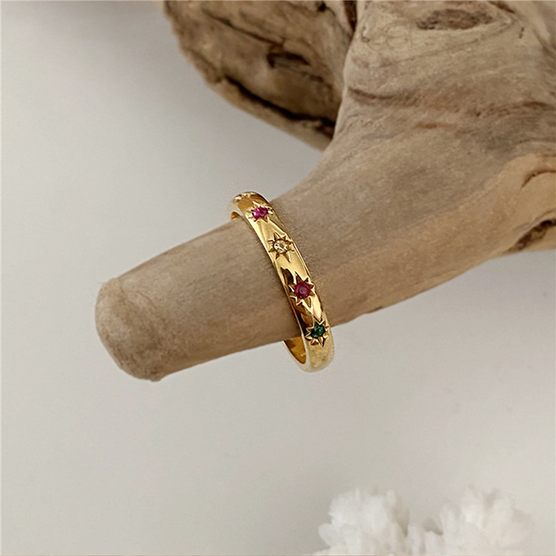 INS Stainless Steel Rainbow Color Cubic Zircon Stone Finger Rings for ...