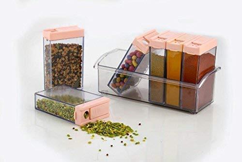 Spice Jars Dispenser Masala Storage Box Multicolour Set of 6 | Daraz.pk