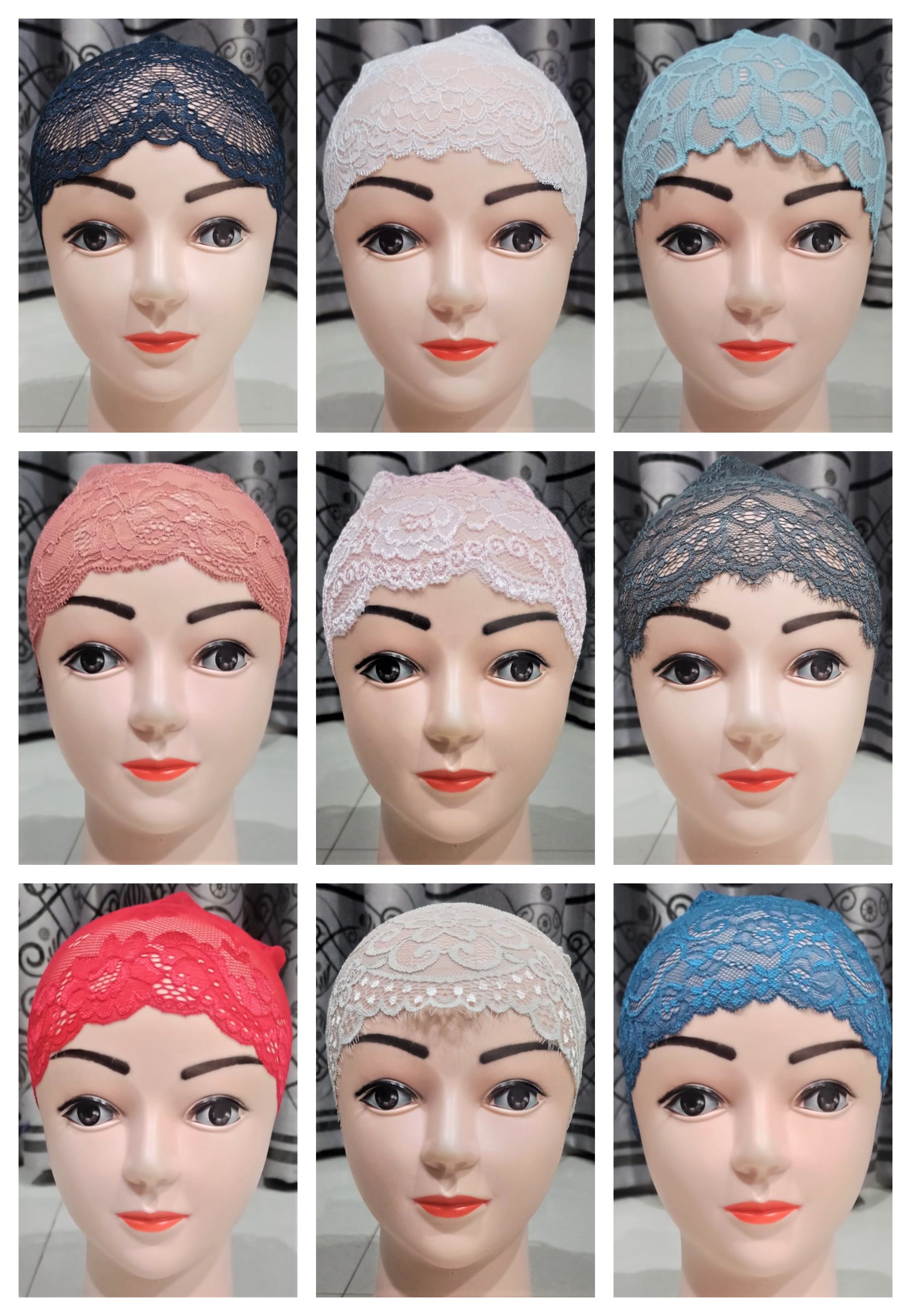 Pack of Lace bands net cap for girls hijab caps for girls stylish Soft ...