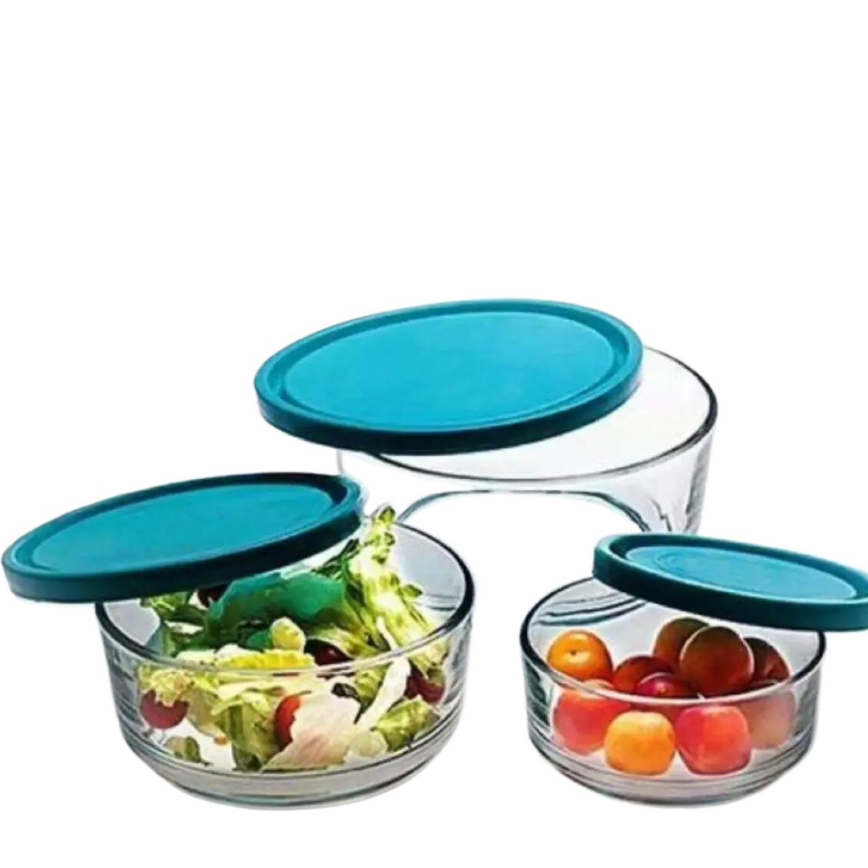 Set of 3 Piece Glass Storage bowl with Airtight Plastic lid, Glass ...