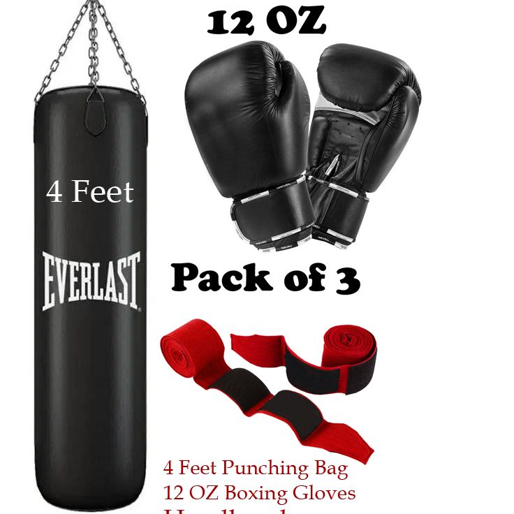Boxing Bag set with Chain and boxing Gloves hand bandages wraps boxing ...