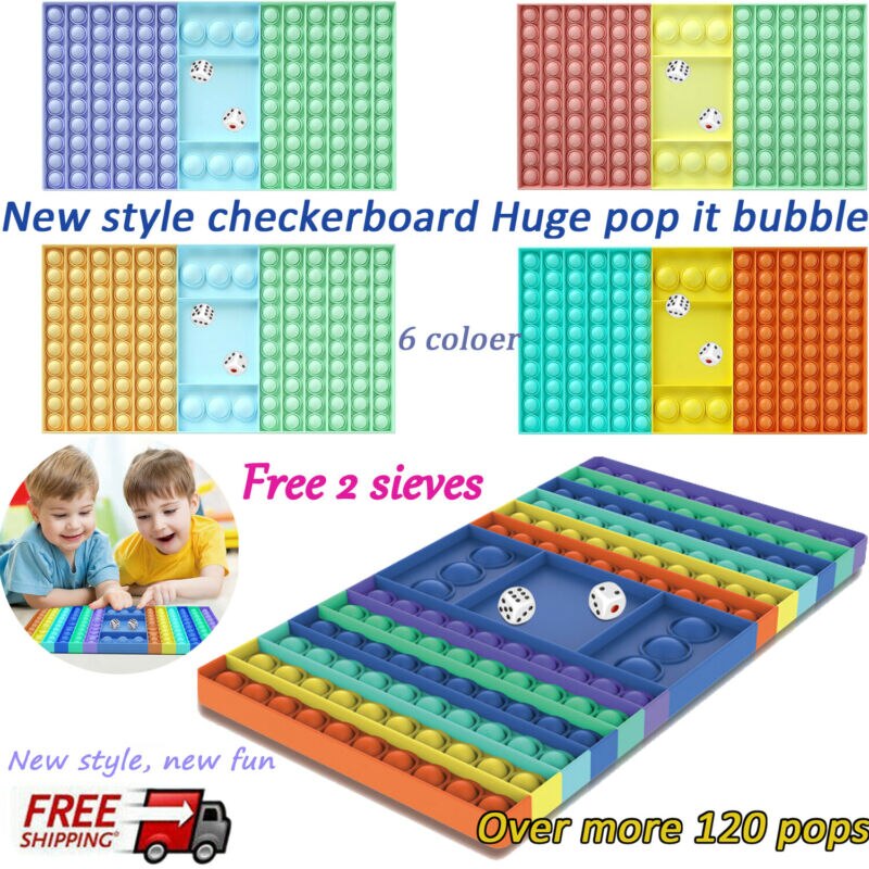 Big Size Pop It Fidget Toys Rainbow Popit Table Board Game Bubble Push ...